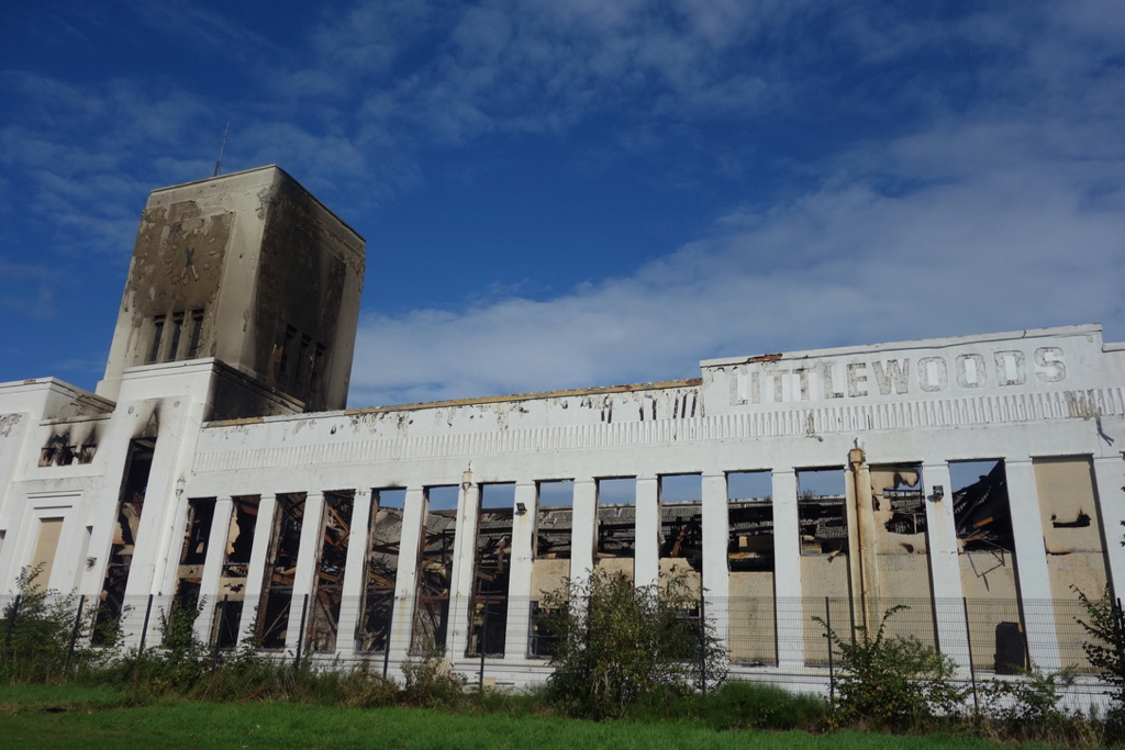 Liverpool's Littlewoods building: blackened, bowed but not beaten