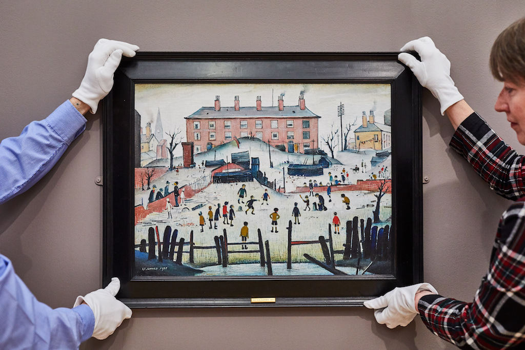 Rare Lowry cricket painting unveiled for first time in 20 years